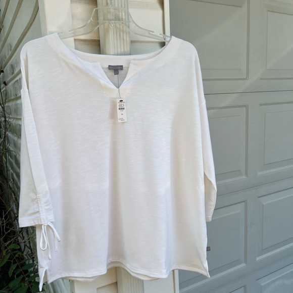 Talbots | Tops | Nwt T By Talbots Cute White Split Neck 34 Tie Sleeve ...